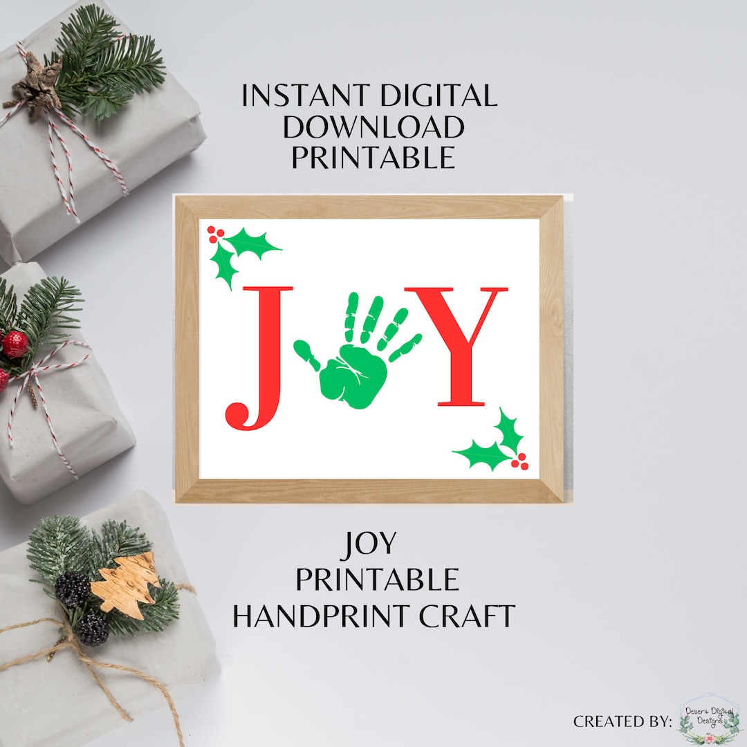 Joy Handprint Printable Christmas Craft Handprint Joy Craft - Etsy