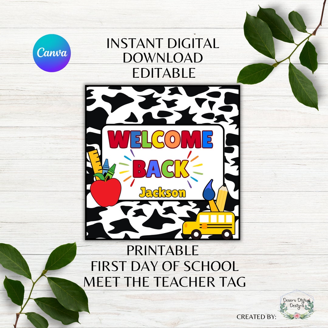 Editable Back to School Favor Tag Notebook Themed Welcome Back to ...