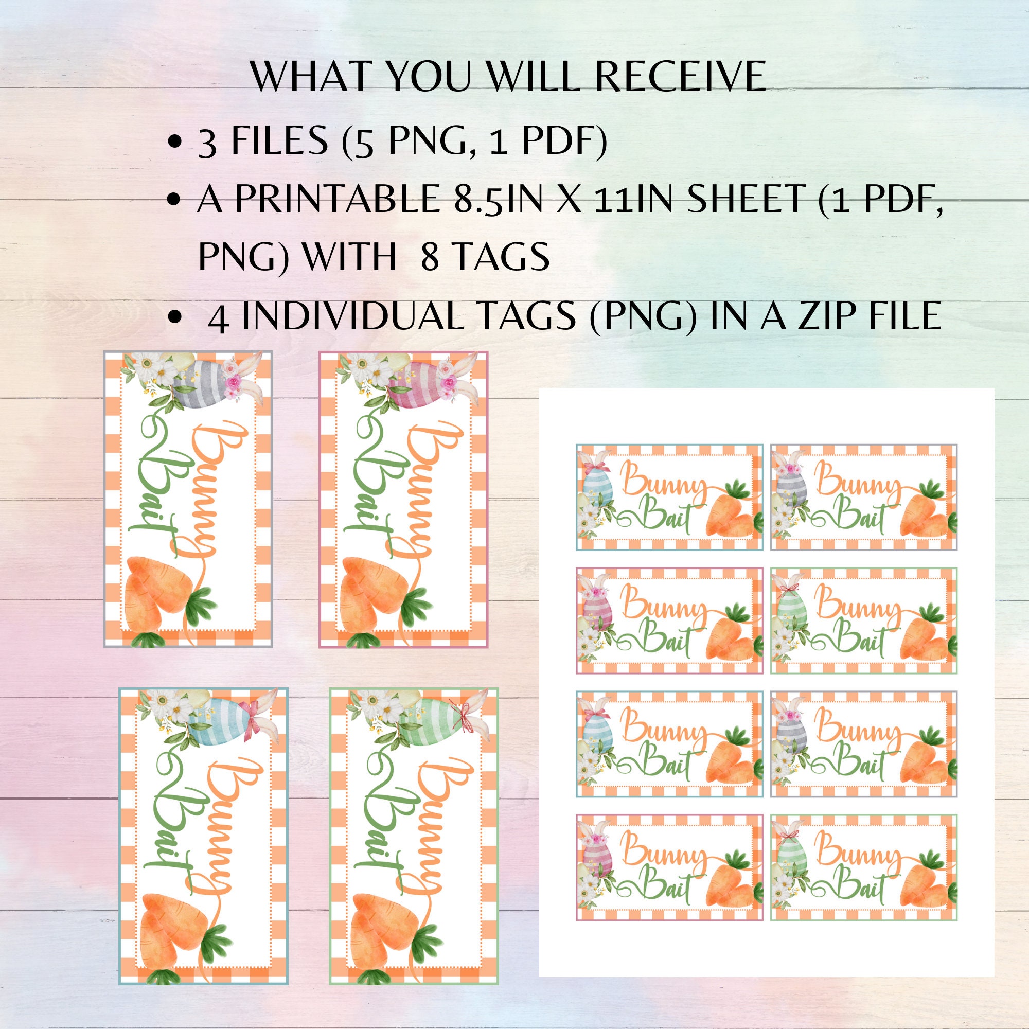 Bunny Bait Set of 4 Printable Easter Tags Easter Favor Tags Labels ...