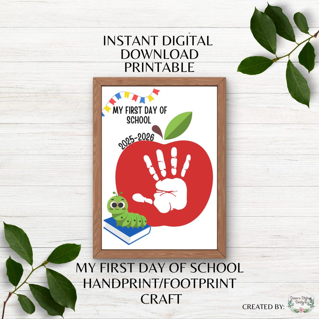 Back to School Printable Handprint Craft Back to School Apple Handprint ...