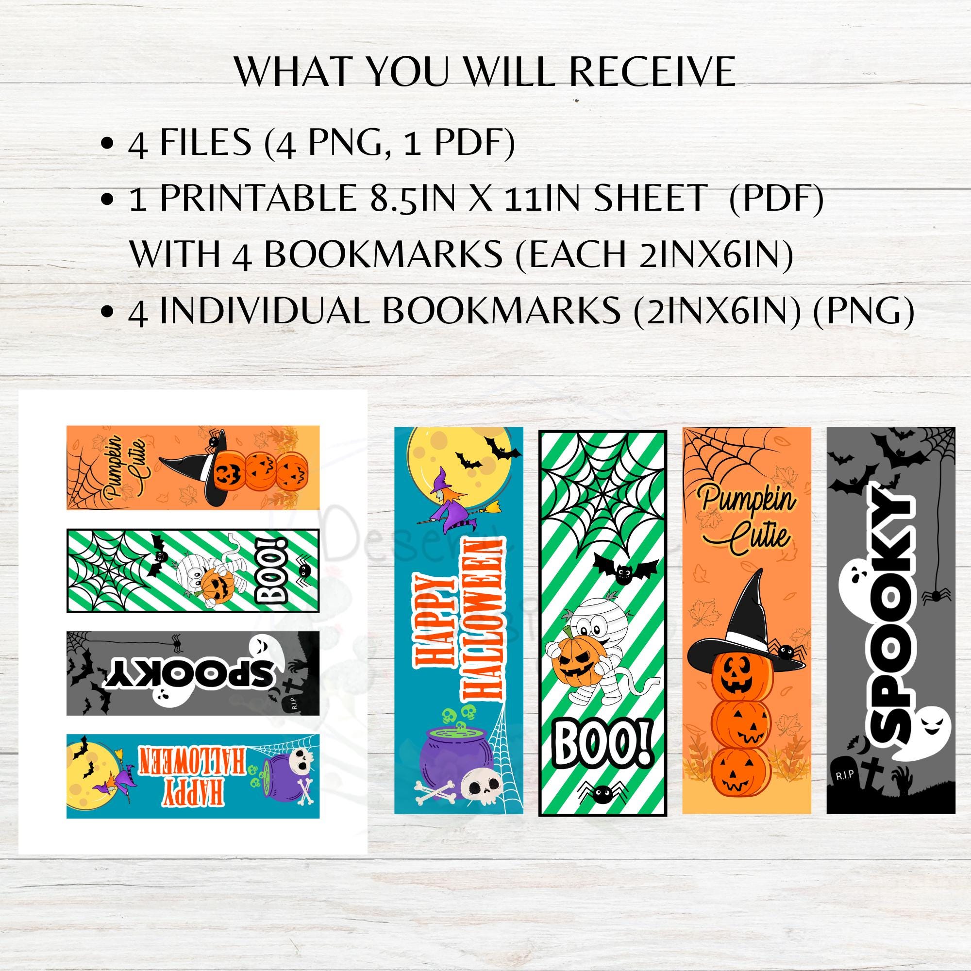 Halloween Printable Themed Bookmarks Different Halloween Ready to Print ...