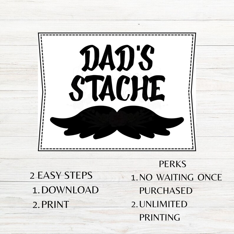 Dad's Stache Printable Labels Father's Day Birthday Gift Mustache ...
