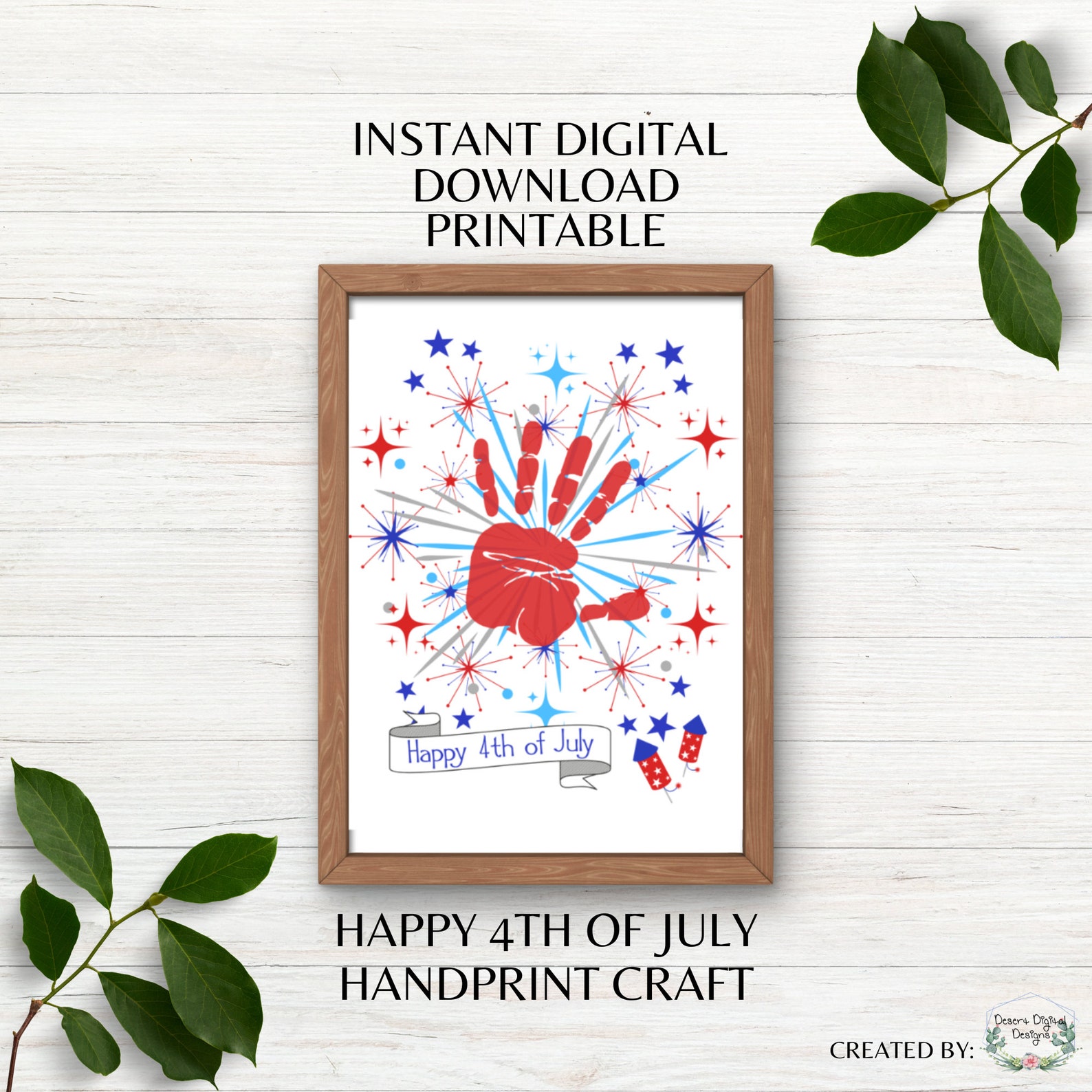 Printable Handprint 4th of July Craft Happy 4th of July Handprint Craft ...