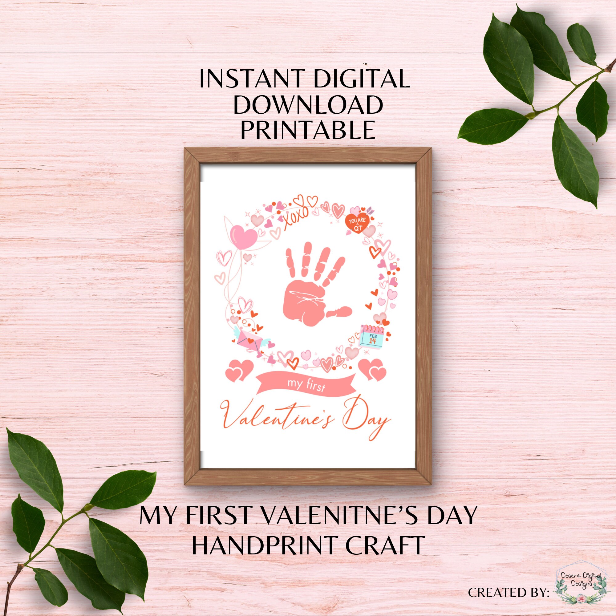 My First Valentine's Day Printable Handprint Craft First Valentine ...