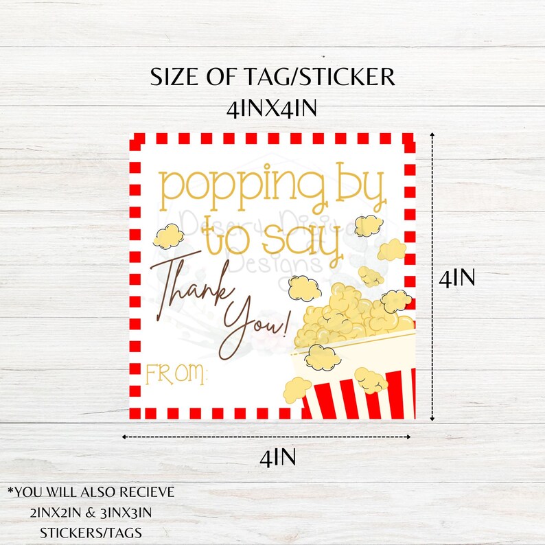 Popping by to Say Thank You Appreciation Printable Favor Tag Popcorn ...