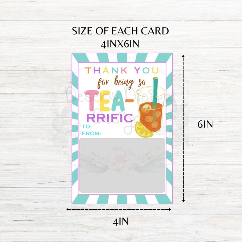 Thank You for Being Tea-riffic Printable Card Holder Tea Gift Themed ...