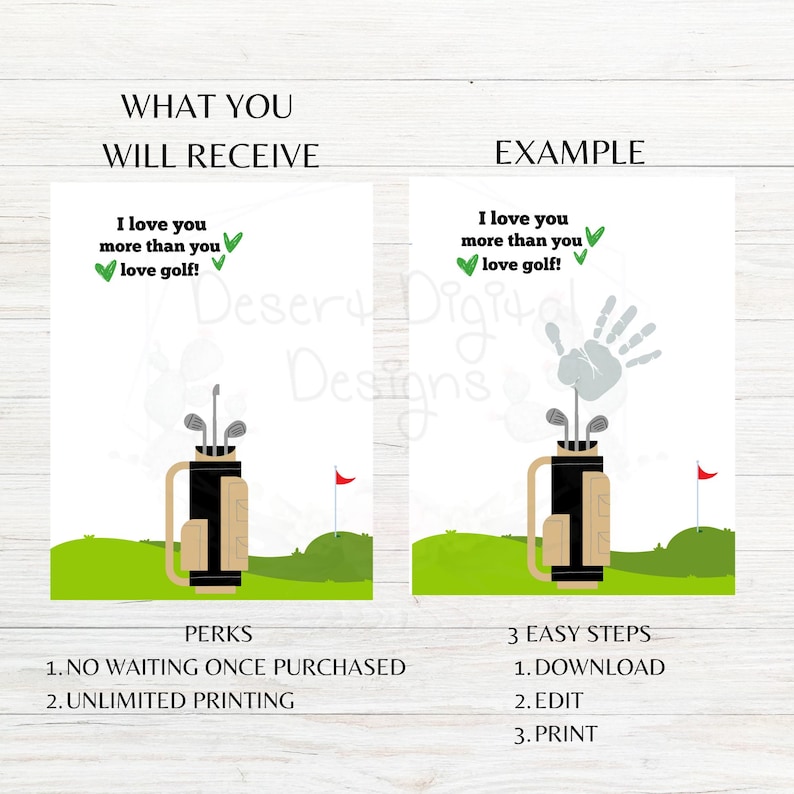I Love You More Than You Love Golf Handprint Craft Printable Golf ...