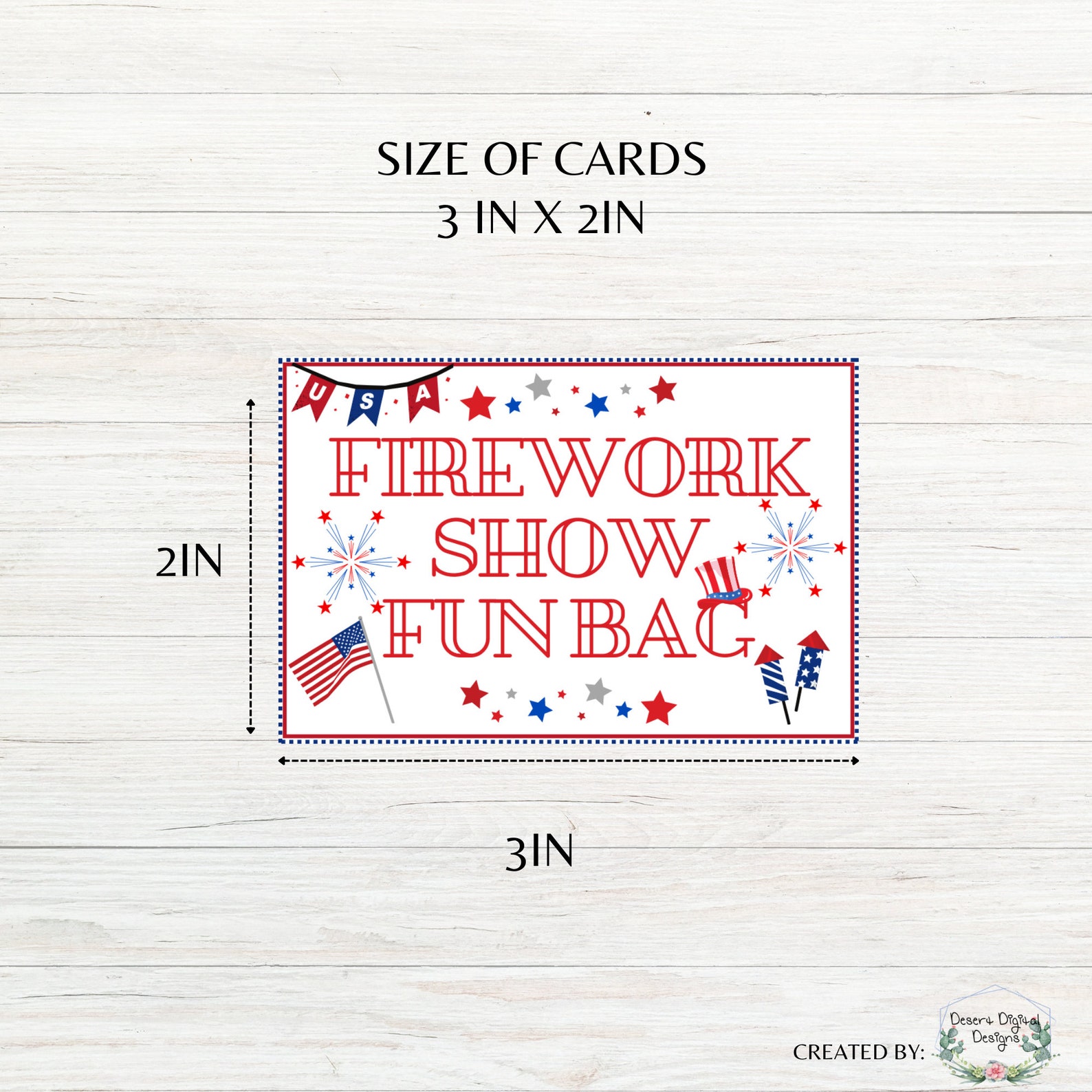 Firework Fun Show Bag Favor Tag 4th of July Favor Tag Independence Day ...