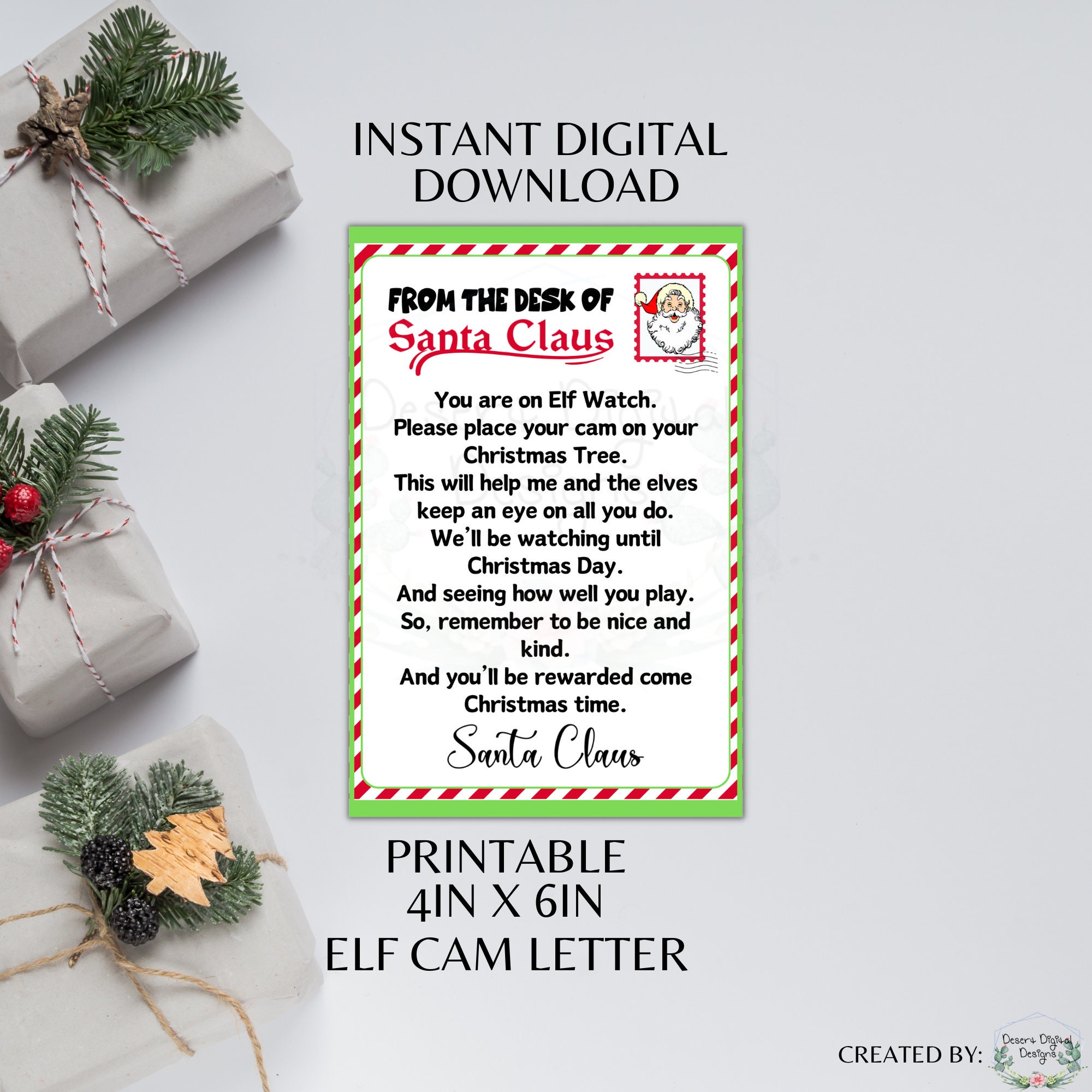 Elf Cam Letter Printable Santa Elf Cam Letter Elf Surveillance - Etsy