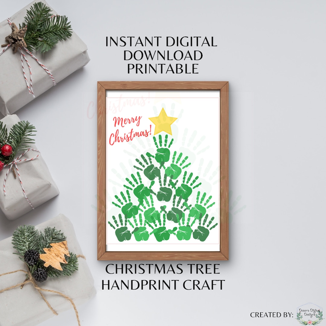 Christmas Tree Printable Handprint Craft Merry Christmas Tree Handprint ...