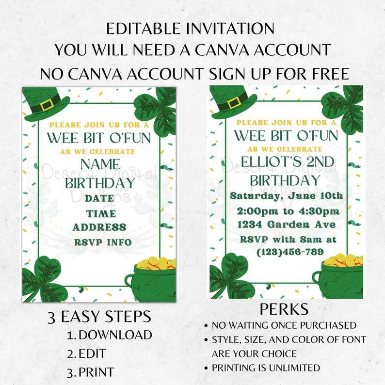 Editable St Patricks Day Birthday Invitation St Patricks Day Party ...
