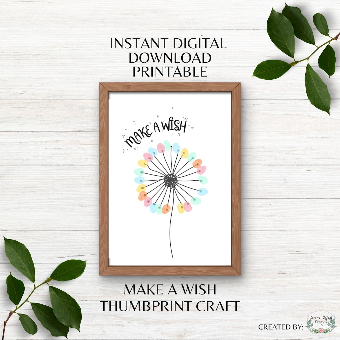 Make a Wish Printable Dandelion Thumbprint Craft Make a Wish Dandelion ...