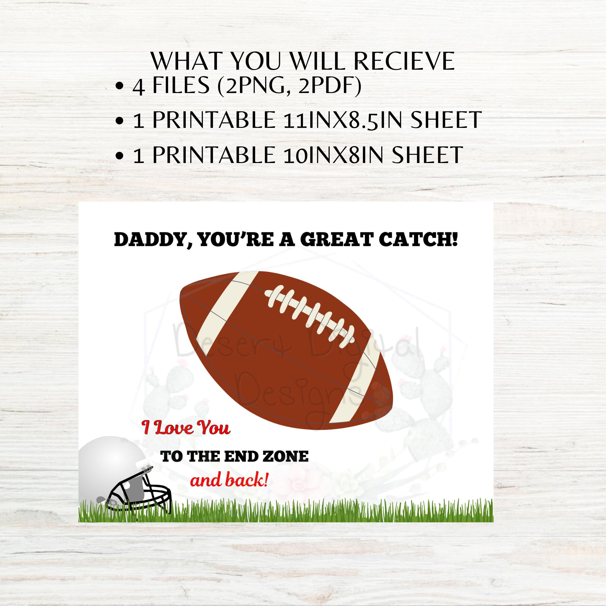 Football Father's Day Your a Great Catch Printable Handprint Craft Kids ...