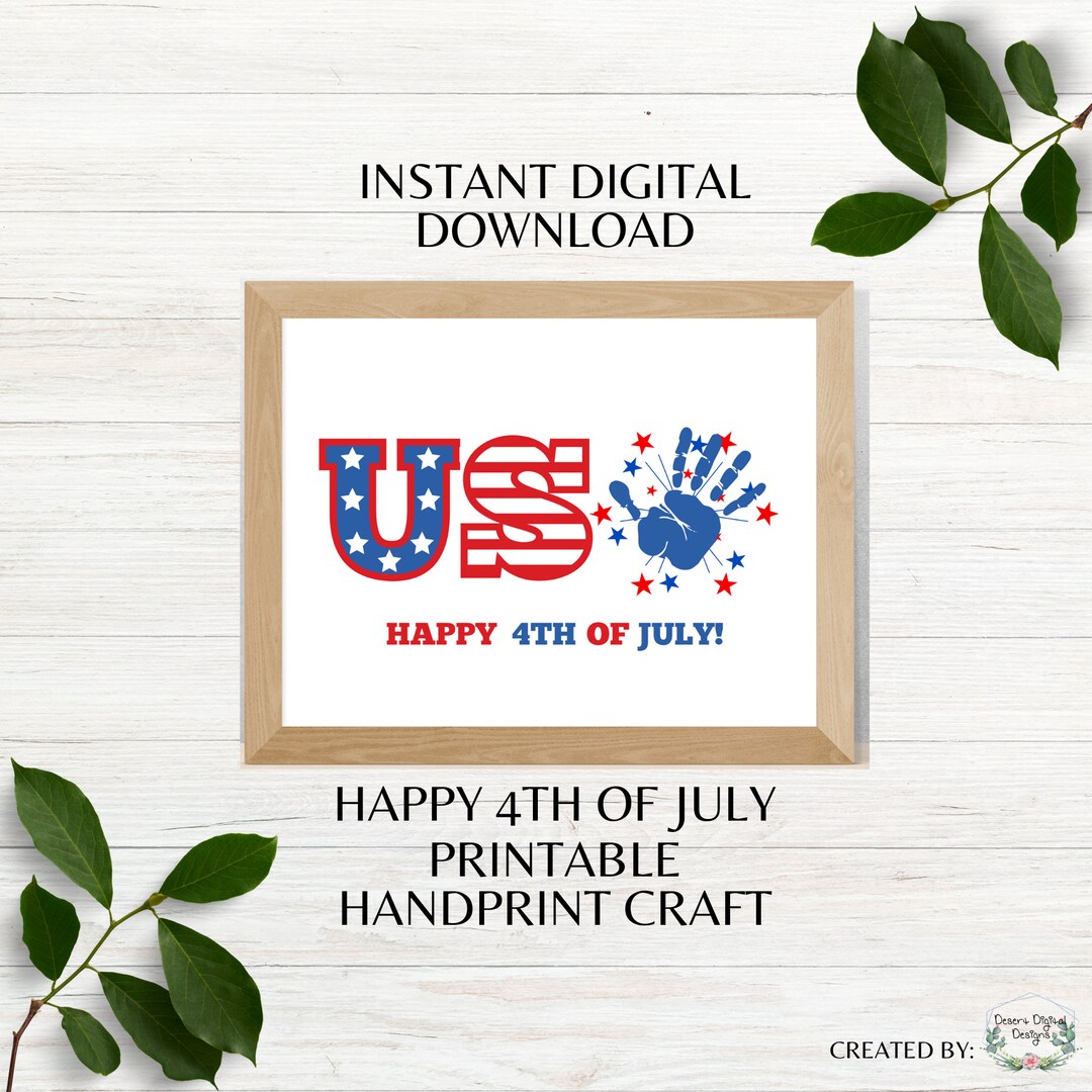Printable USA Happy 4th of July Handprint Craft Independence Day ...