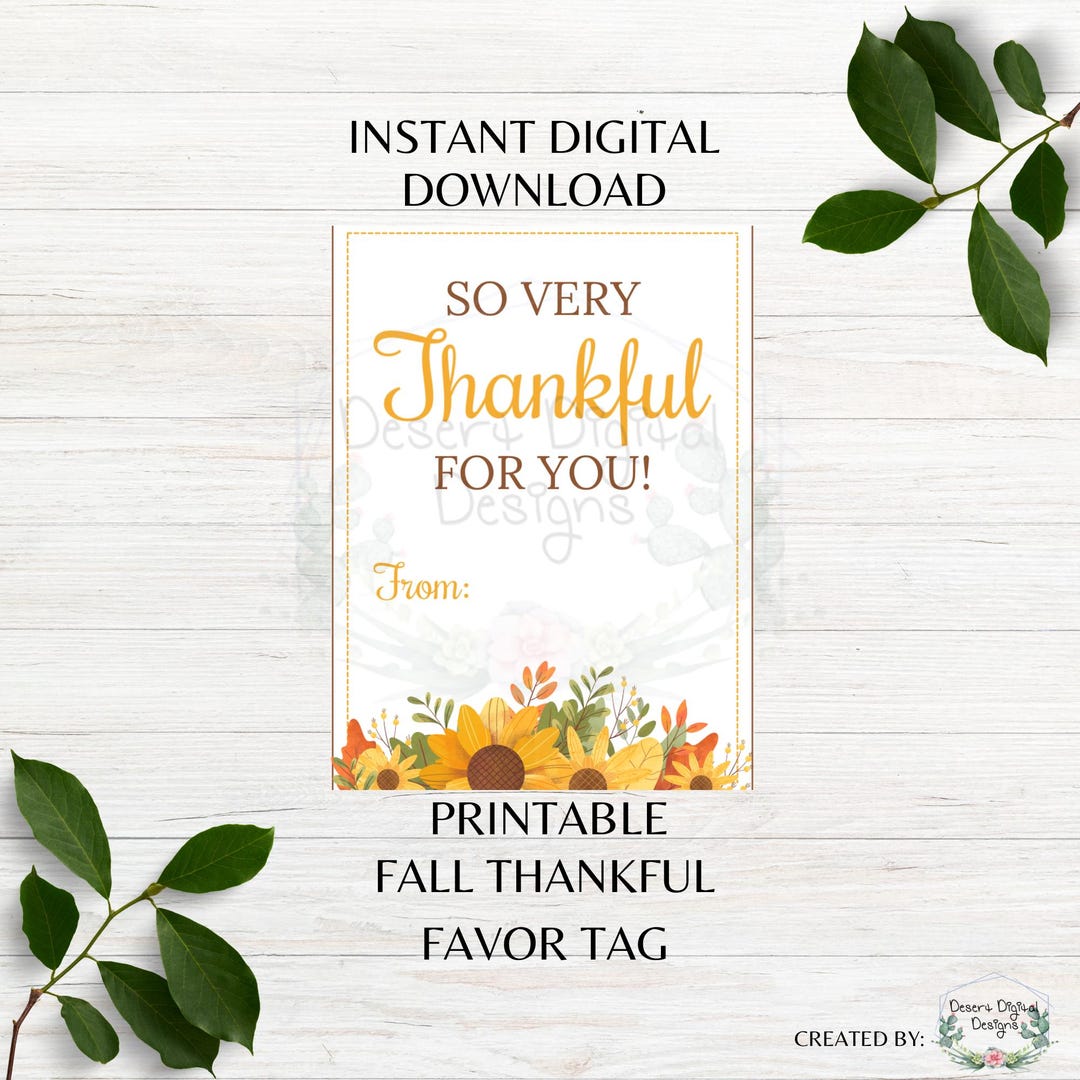 So Very Thankful for You Printable Thank You Tag Coworker Appreciation ...