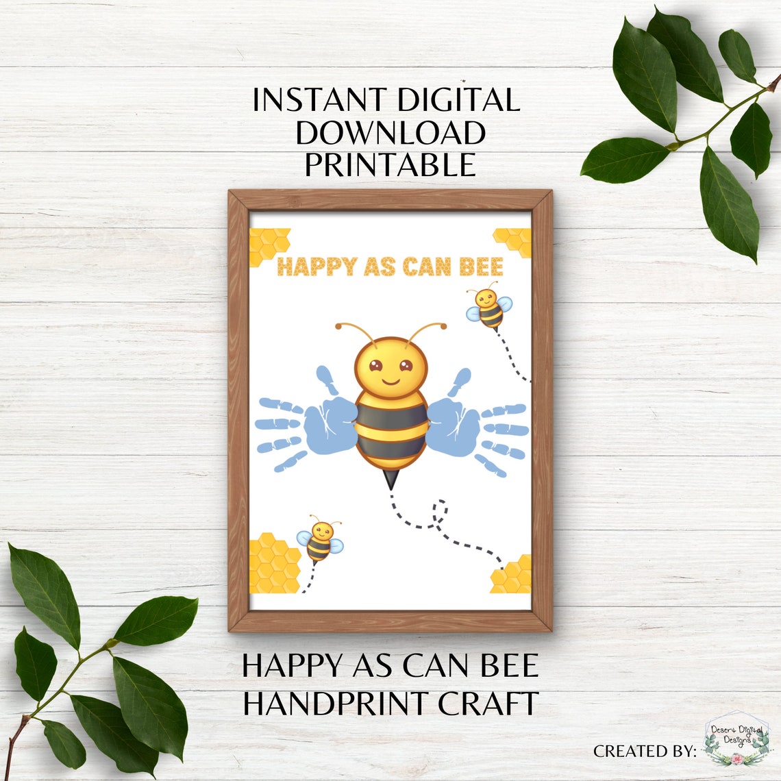 Bumblebee Printable Handprint Art Classroom Digital Kids Paint Craft ...