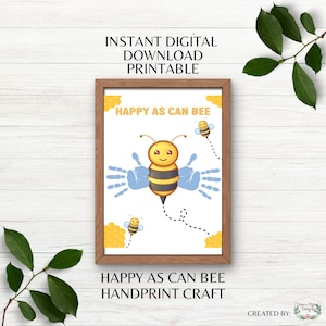 Printable Handprint Happy as Can Bee Handprint Craft Bee Themed Summer ...