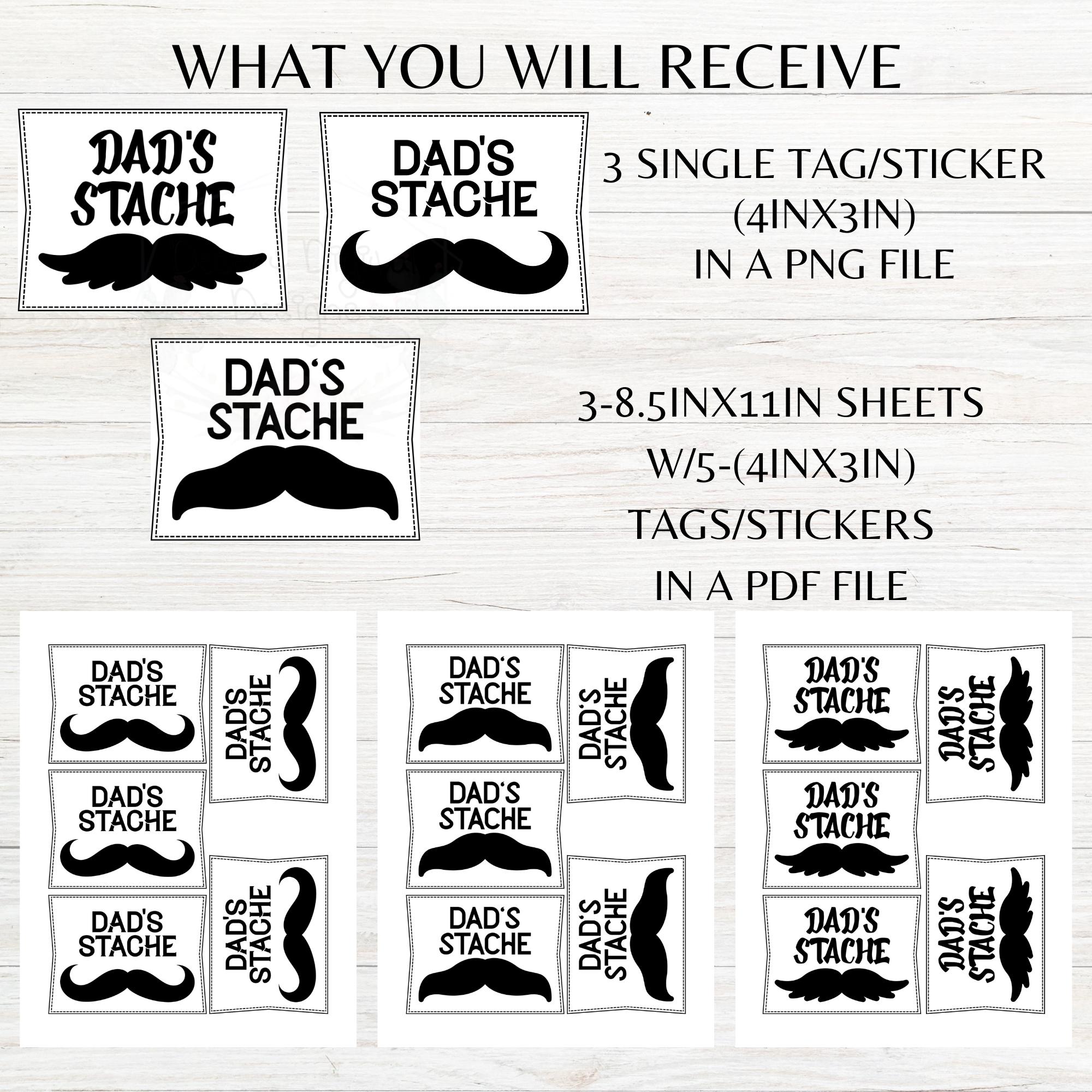 Dad's Stache Printable Labels Father's Day Birthday Gift Mustache ...