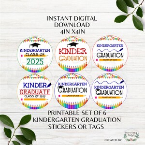 Kindergarten Graduation Tags Printable Class of 2025 Kindergarten ...