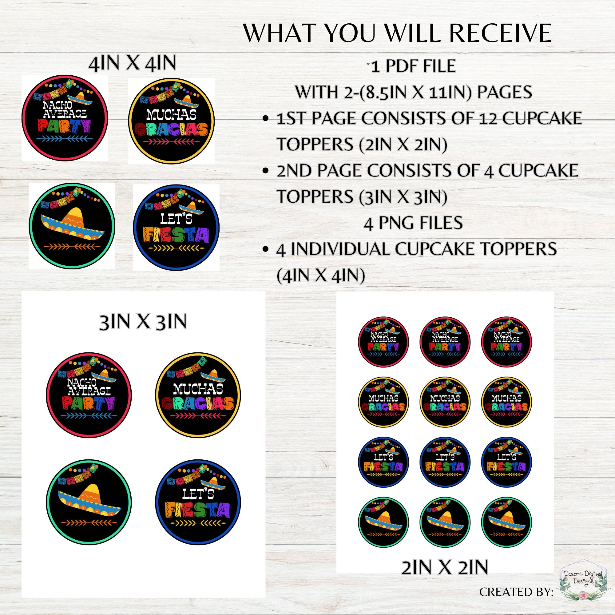 Cinco De Mayo Cupcake Toppers Printable Fiesta Themed Party Cupcake ...