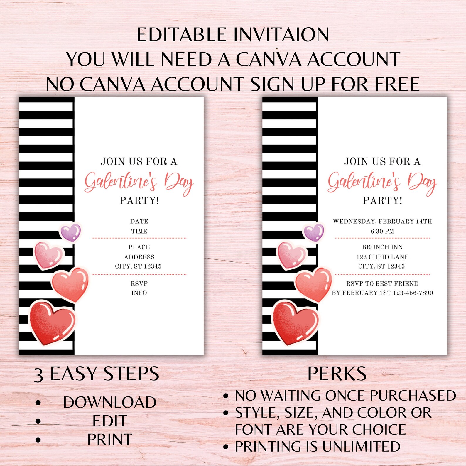 Galentine's Editable Party Invitation Girls Valentine's Day Party ...