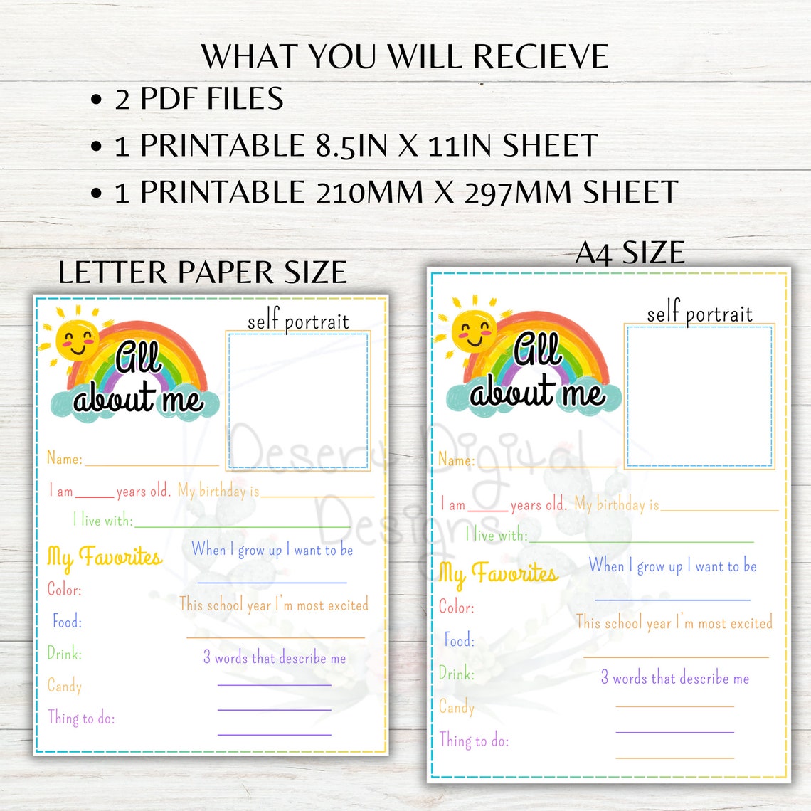 All About Me Printable Back to School Worksheet First Day of School All ...