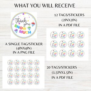 Thank You Snow Much Printable Appreciation Sticker Thank You Favor Tag ...