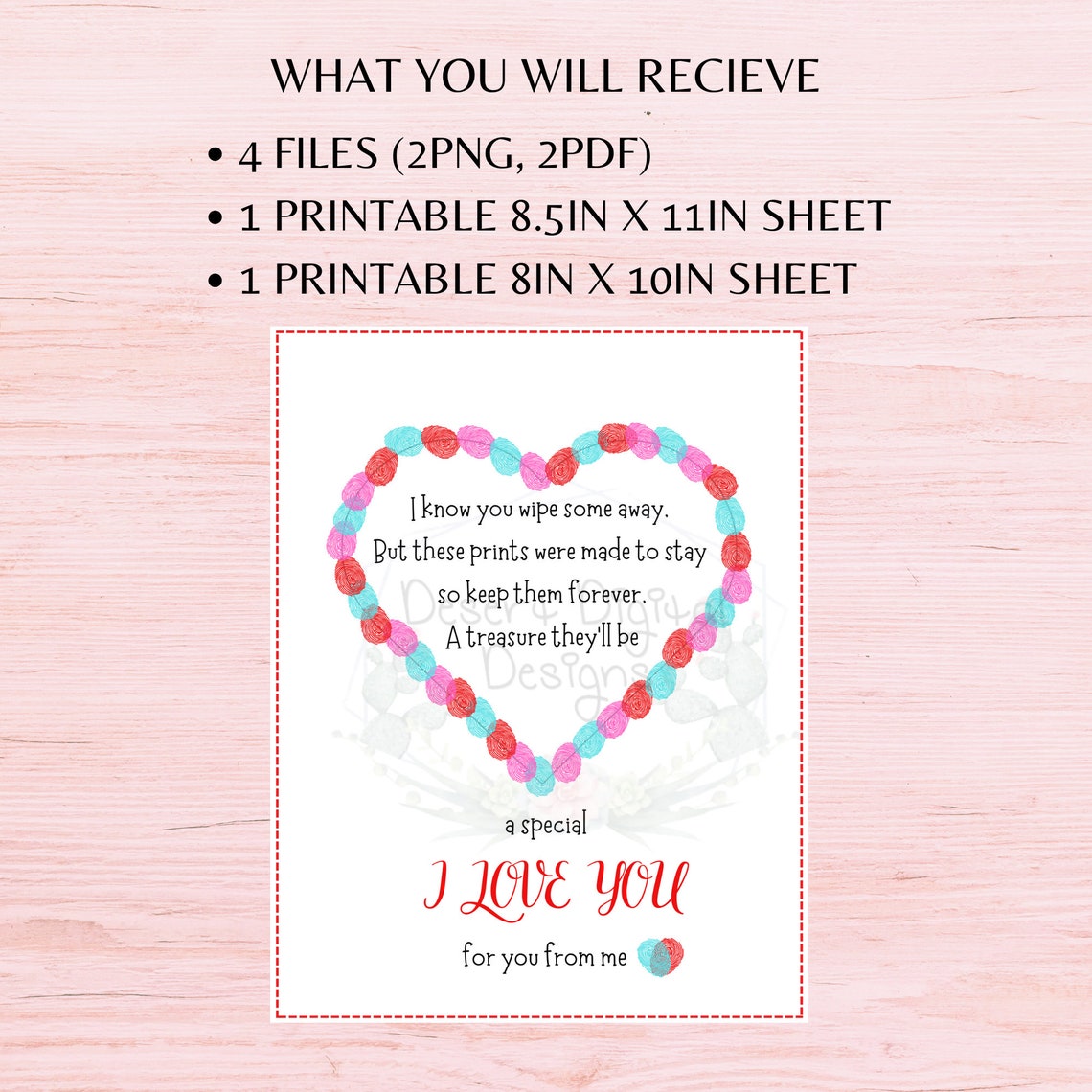 Valentine's Day Printable Thumbprint Craft Heart Poem Valentine ...