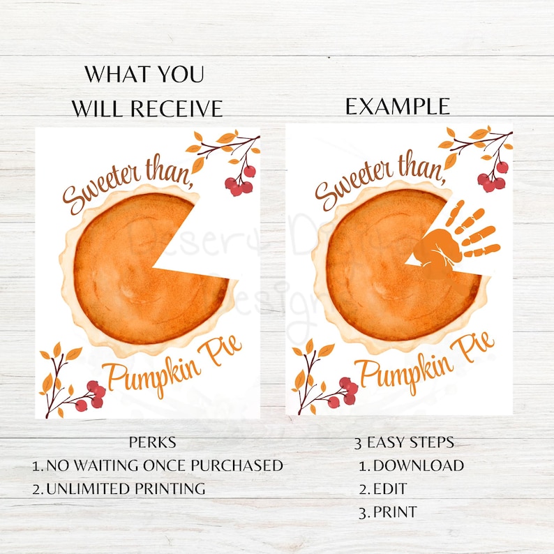 Sweeter Than Pumpkin Pie Handprint Craft Thanksgiving Fall Pumpkin Pie ...