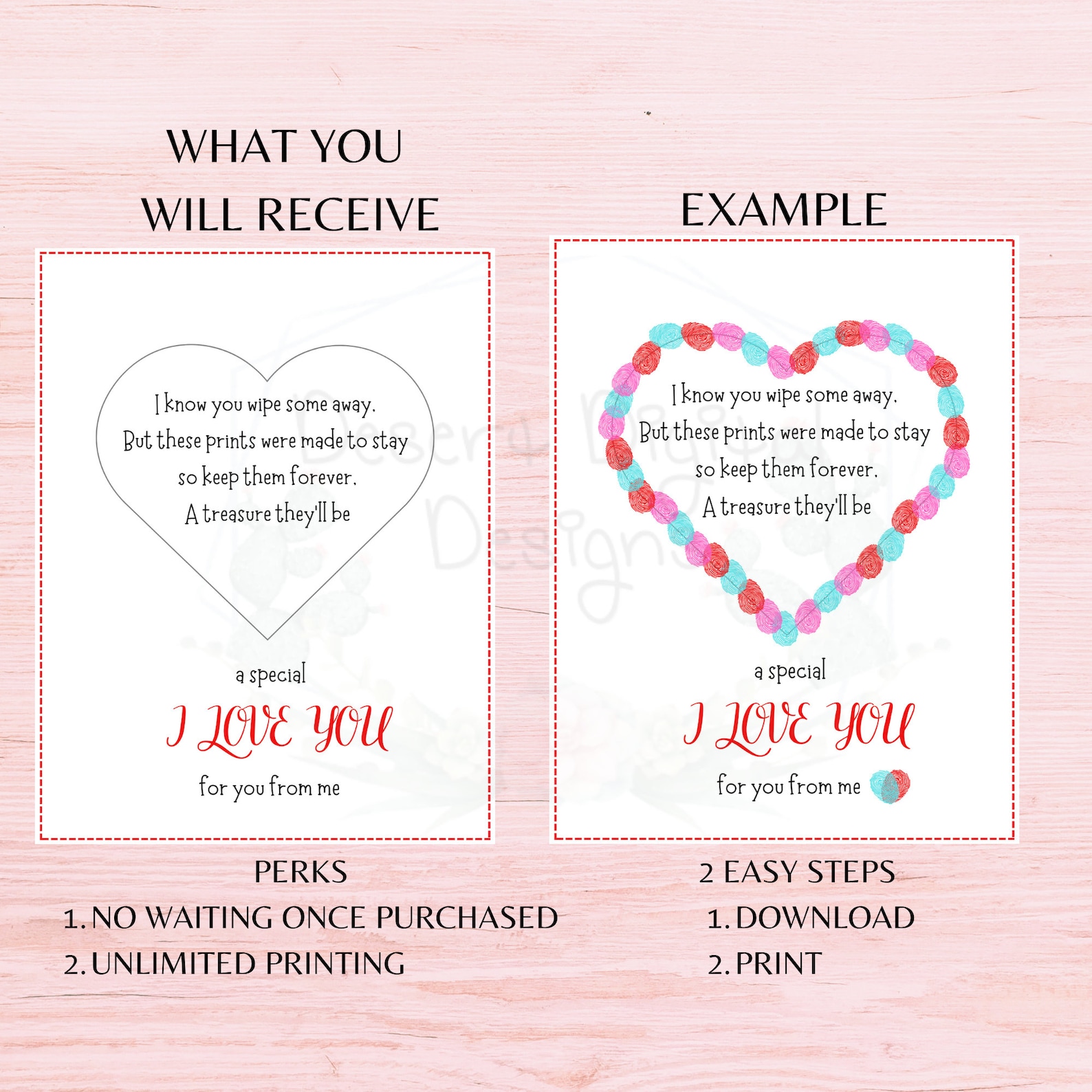 Valentine's Day Printable Thumbprint Craft Heart Poem Valentine ...