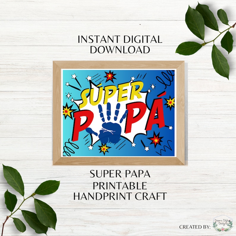 Printable Spanish Super Papa Handprint Art Father's Day Gift Handprint ...