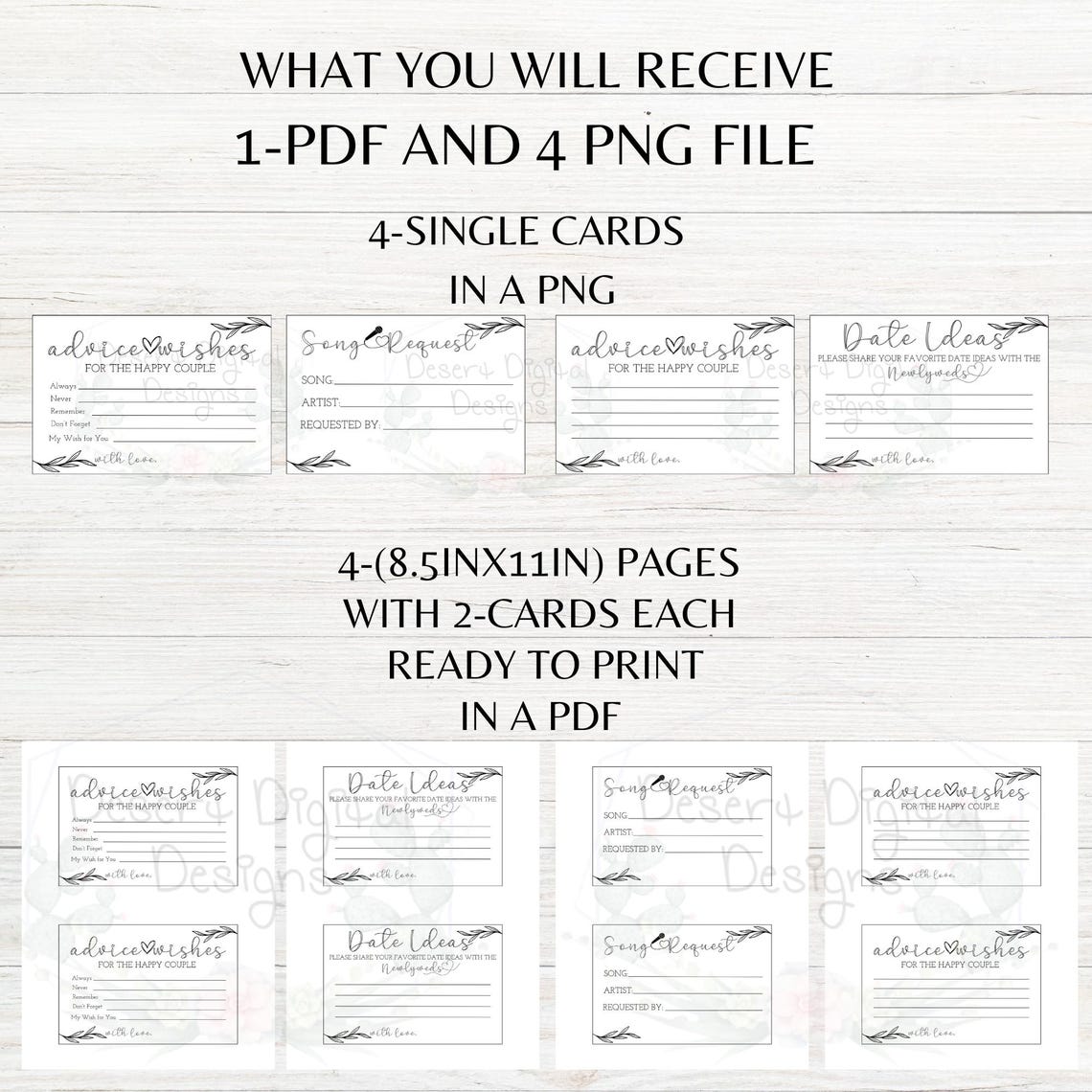 Wedding Guest Activity Bundle Printable Wedding Song Request Card ...