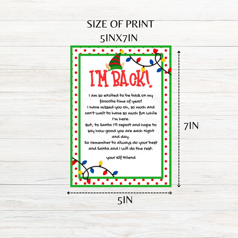 Elf Return Letter Printable Elf is Back Letter and Rules Set of 2 Elf ...