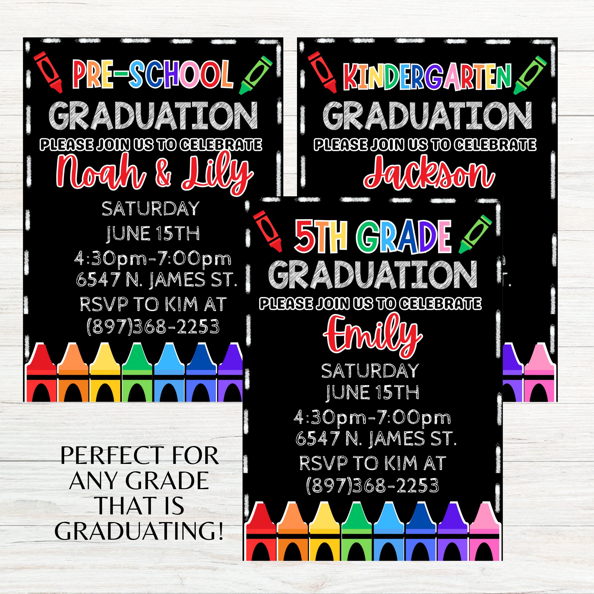Pre-k to 5th Grade Graduation Invitation Printable 5th Grade Graduate ...