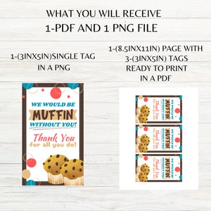 Thank You Printable Tag We Would Be Muffin Without You Coworker ...