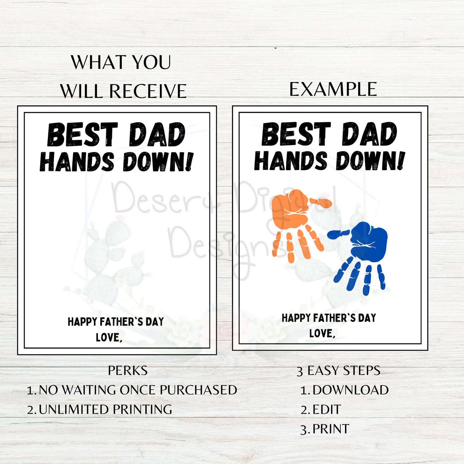 Best Dad Hands Down Handprint Art Father's Day Gift Printable Handprint ...