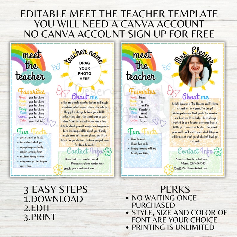 Meet the Teacher Editable Template Back to School Meet the Teacher ...