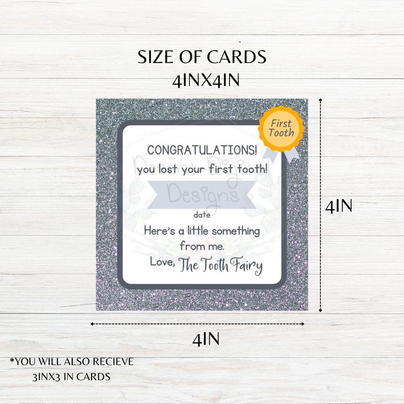 Tooth Fairy Printable Cards Set of 10 Tooth Fairy Keepsake Cards Lost ...