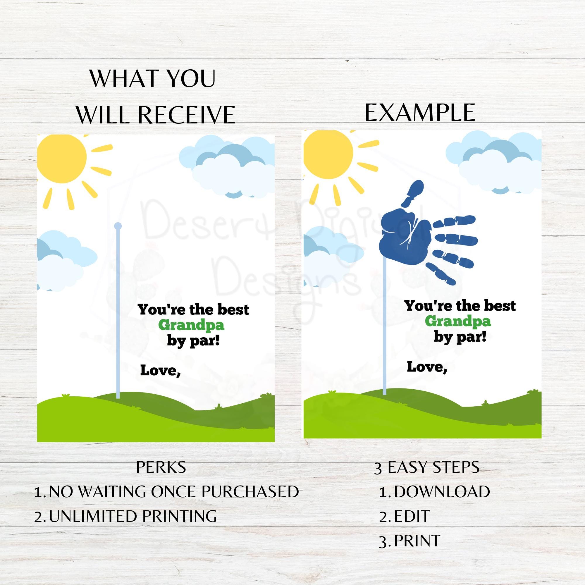 Best Grandpa by Par Handprint Craft Printable Golf Themed Keepsake for ...
