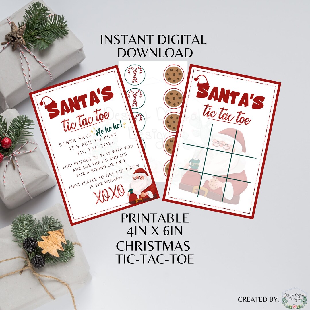 Christmas Tic-tac-toe Printable Game Holiday Tic-tac-toe Game - Etsy