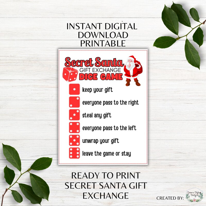 Secret Santa Dice Game - Etsy