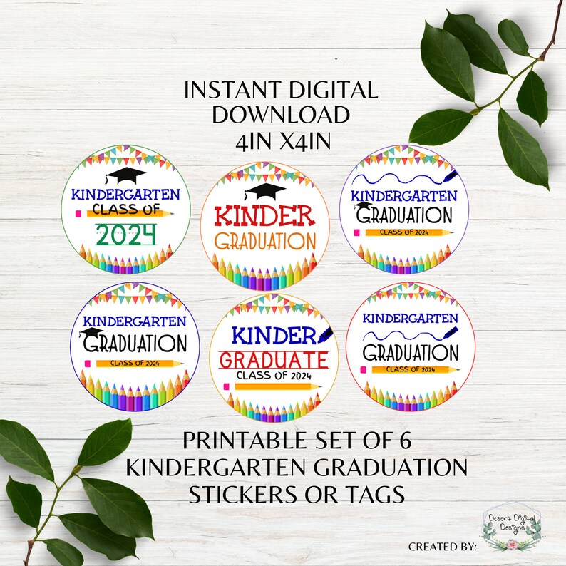 Kindergarten Graduation Tags Printable Class of 2024 Kindergarten ...
