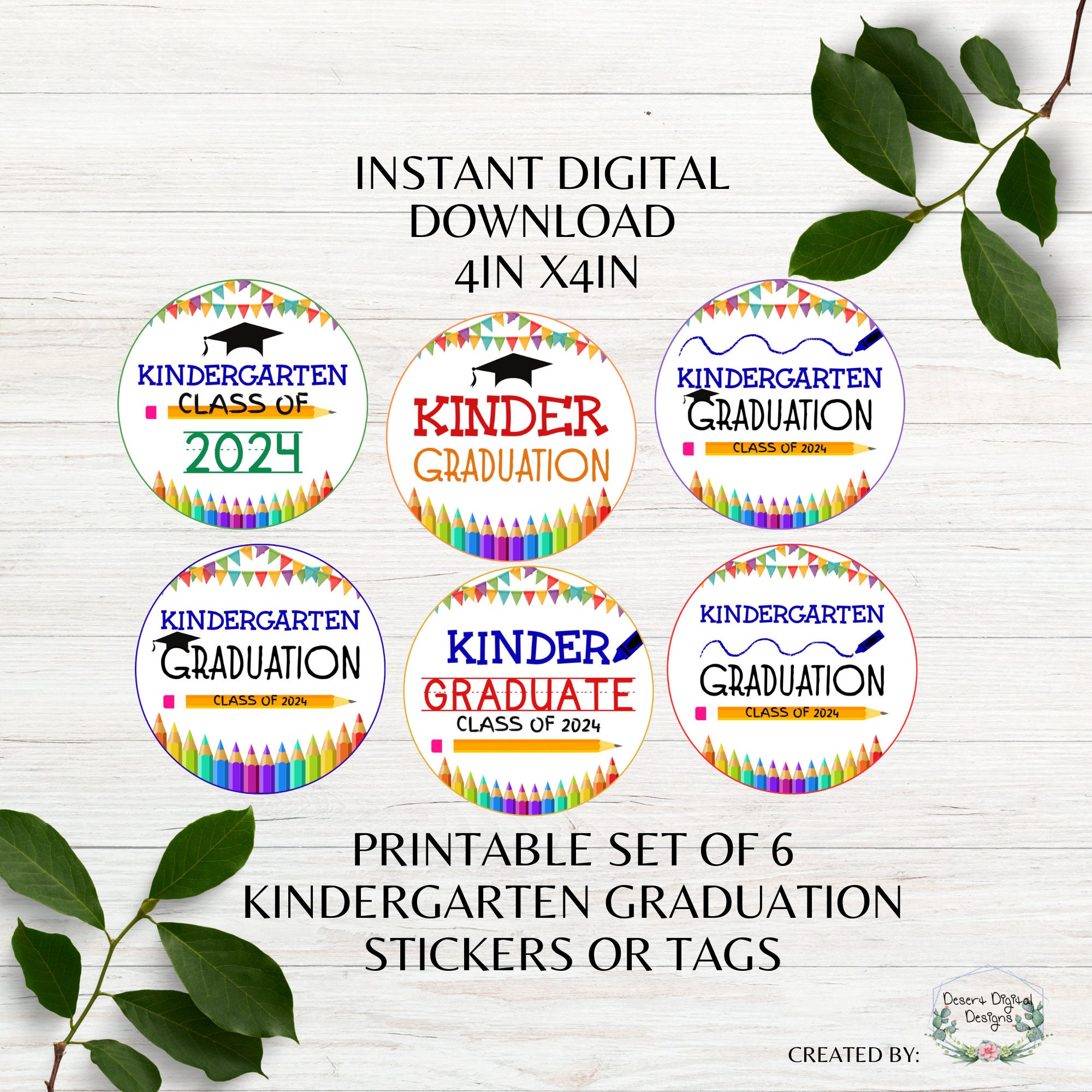Kindergarten Graduation Tags Printable Class of 2024 Kindergarten ...