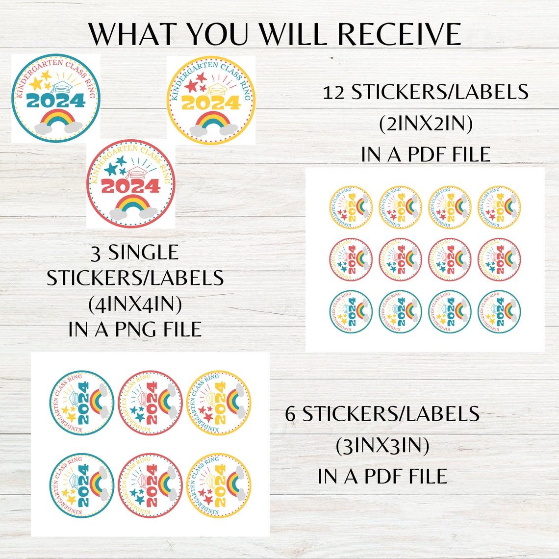 Kindergarten 2024 Class Rings Printable Stickers Kinder Graduation Ring ...