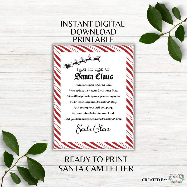 Santa Cam Letter Printable Santa Cam Letter From Santa Camera Letter ...