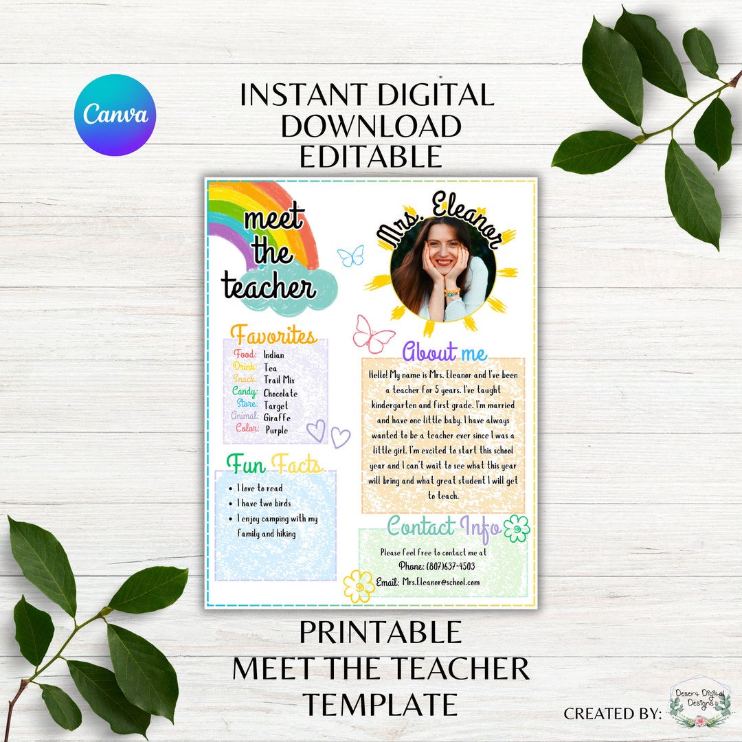 Meet the Teacher Editable Template Back to School Meet the Teacher ...