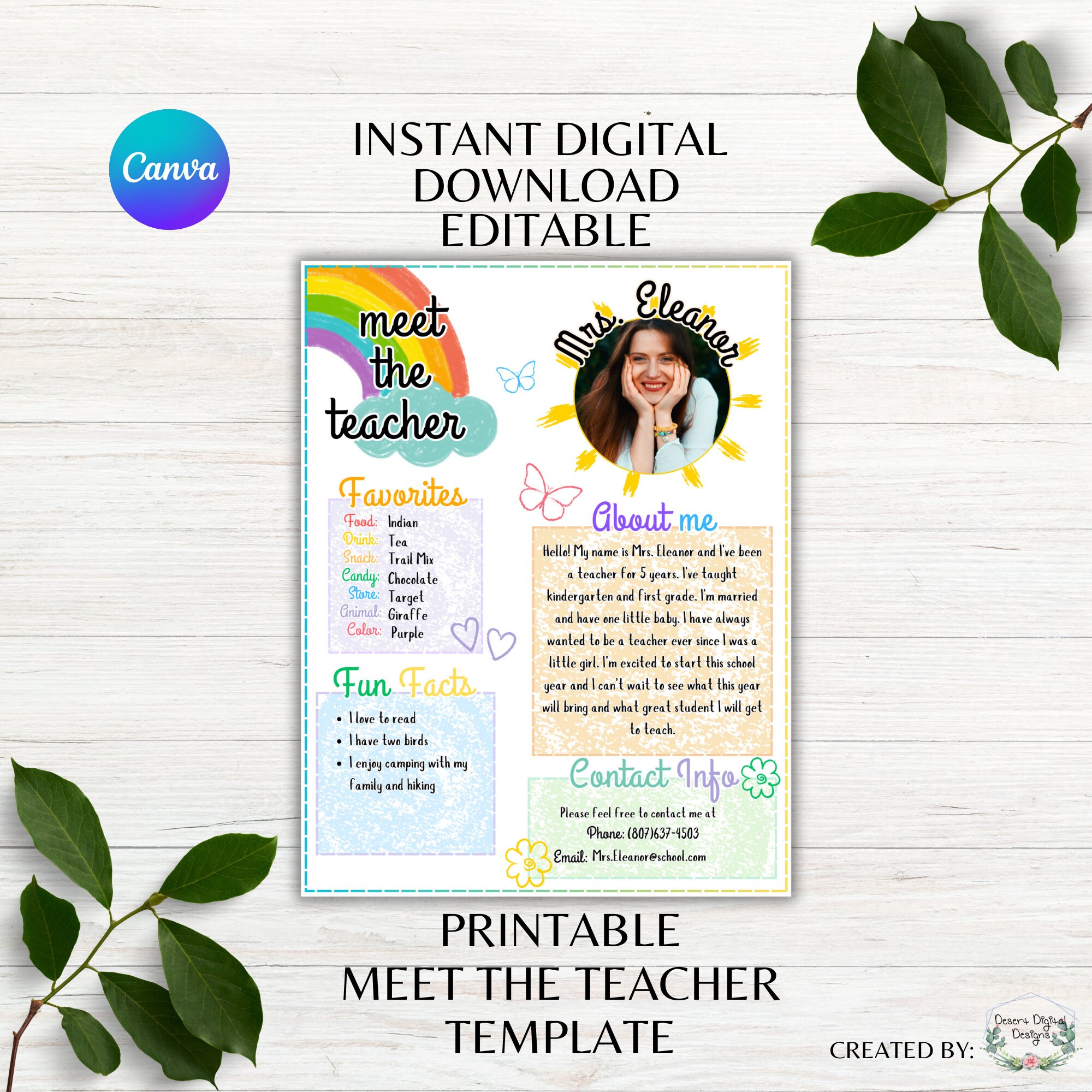 Meet the Teacher Editable Template Back to School Meet the Teacher ...