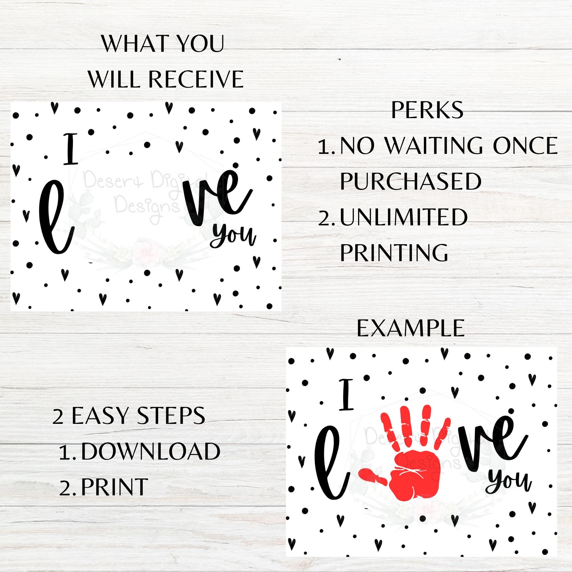 I Love You Handprint Gift Craft Printable Kids Handprint Art I Love You ...