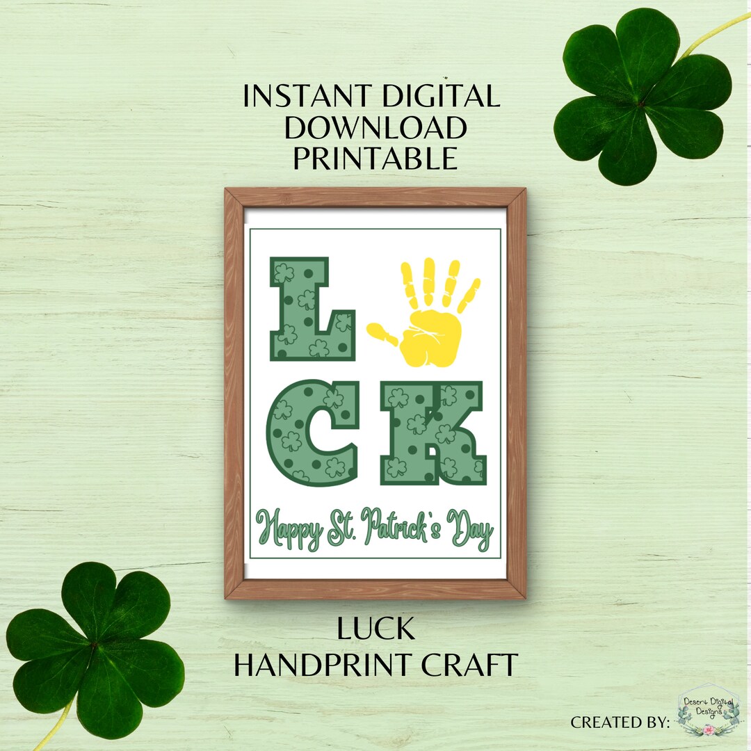 Luck Handprint Kids St. Patrick's Day Printable DIY Painting Art Craft ...