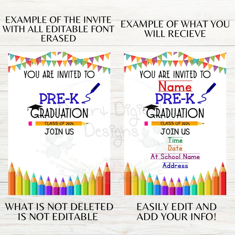 Preschool Editable Graduation Invitation Printable Prek Graduation ...
